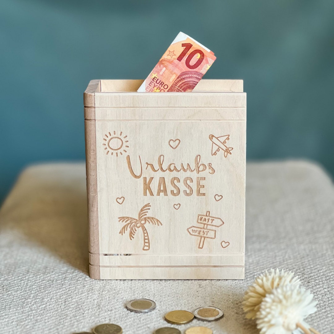 Money Box Book Made of Wood With Engraving Money Gift Money Box Gift ...