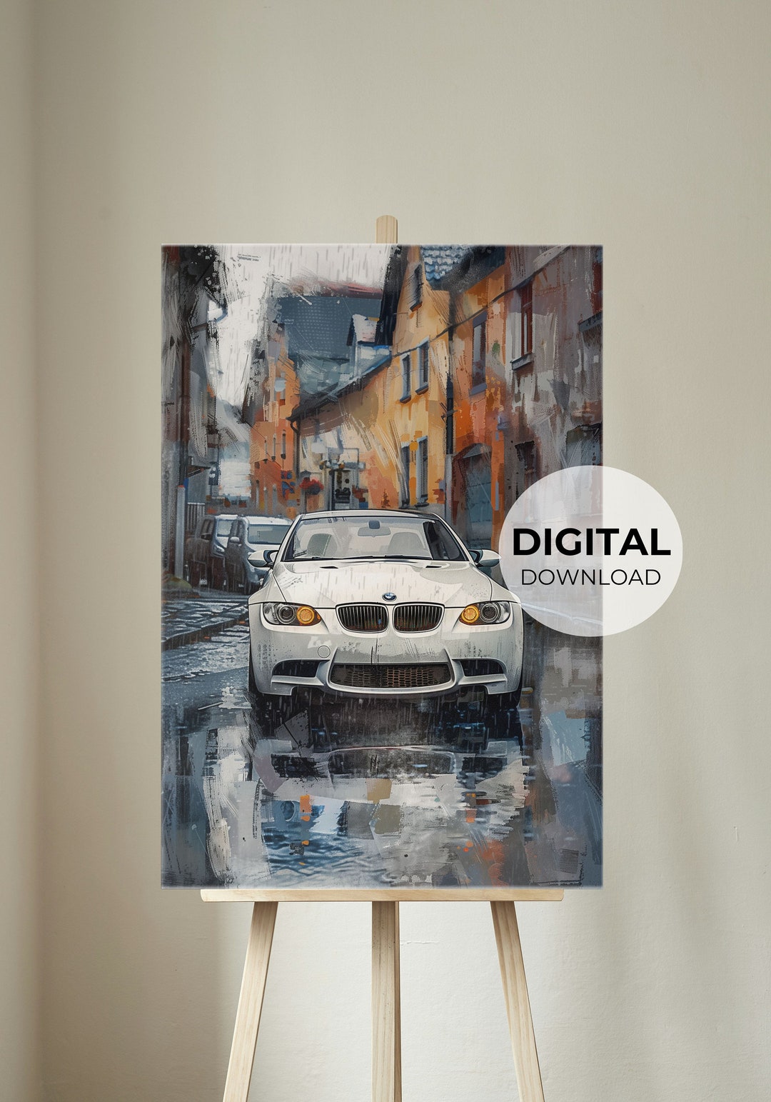 BMW M3, Classic Coupe, Sports Car Racing Painting Printable Art C42 ...