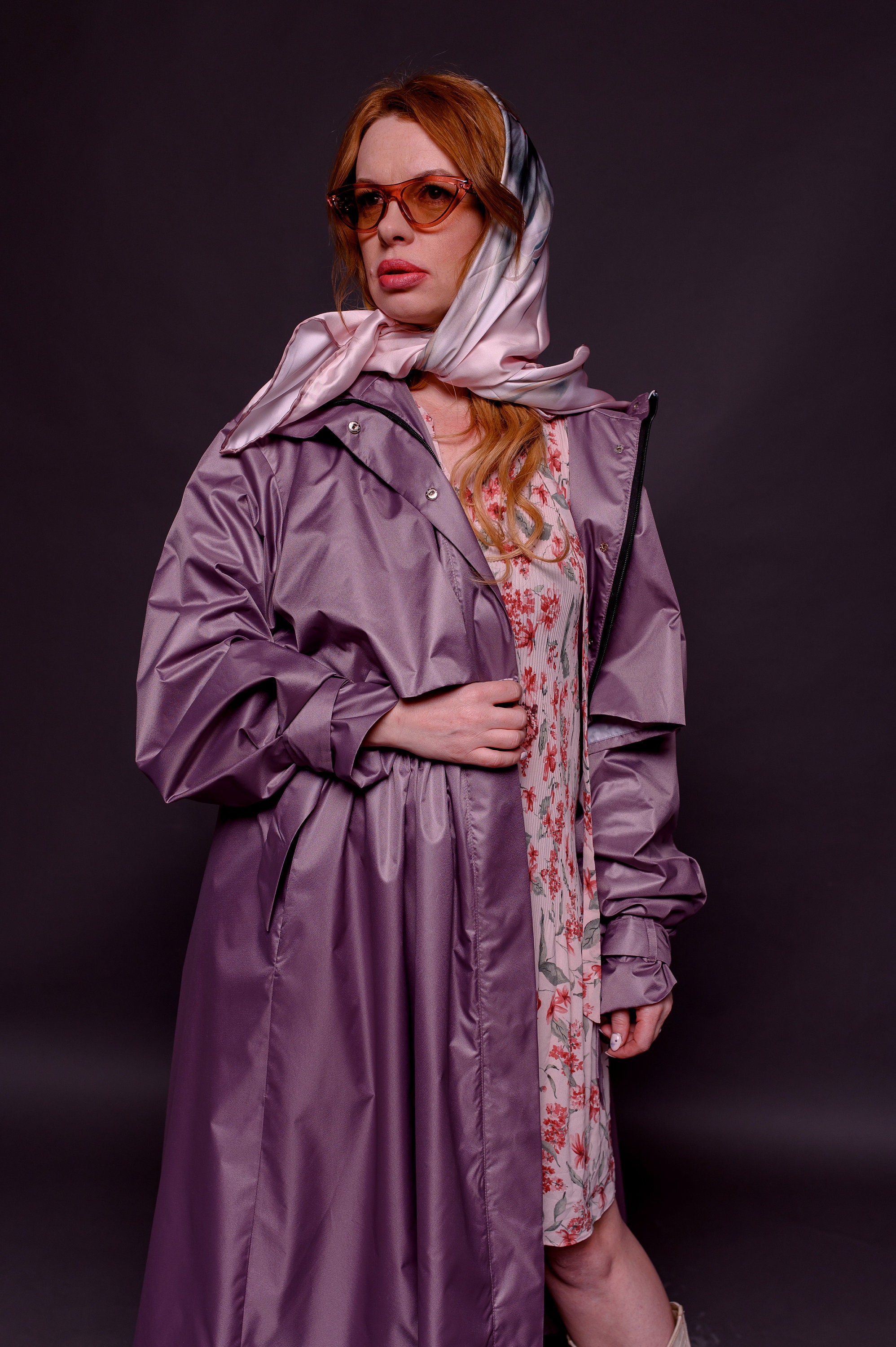 Women's Raincoat Premium Lavender Water Resistant Raincoat, Hooded ...