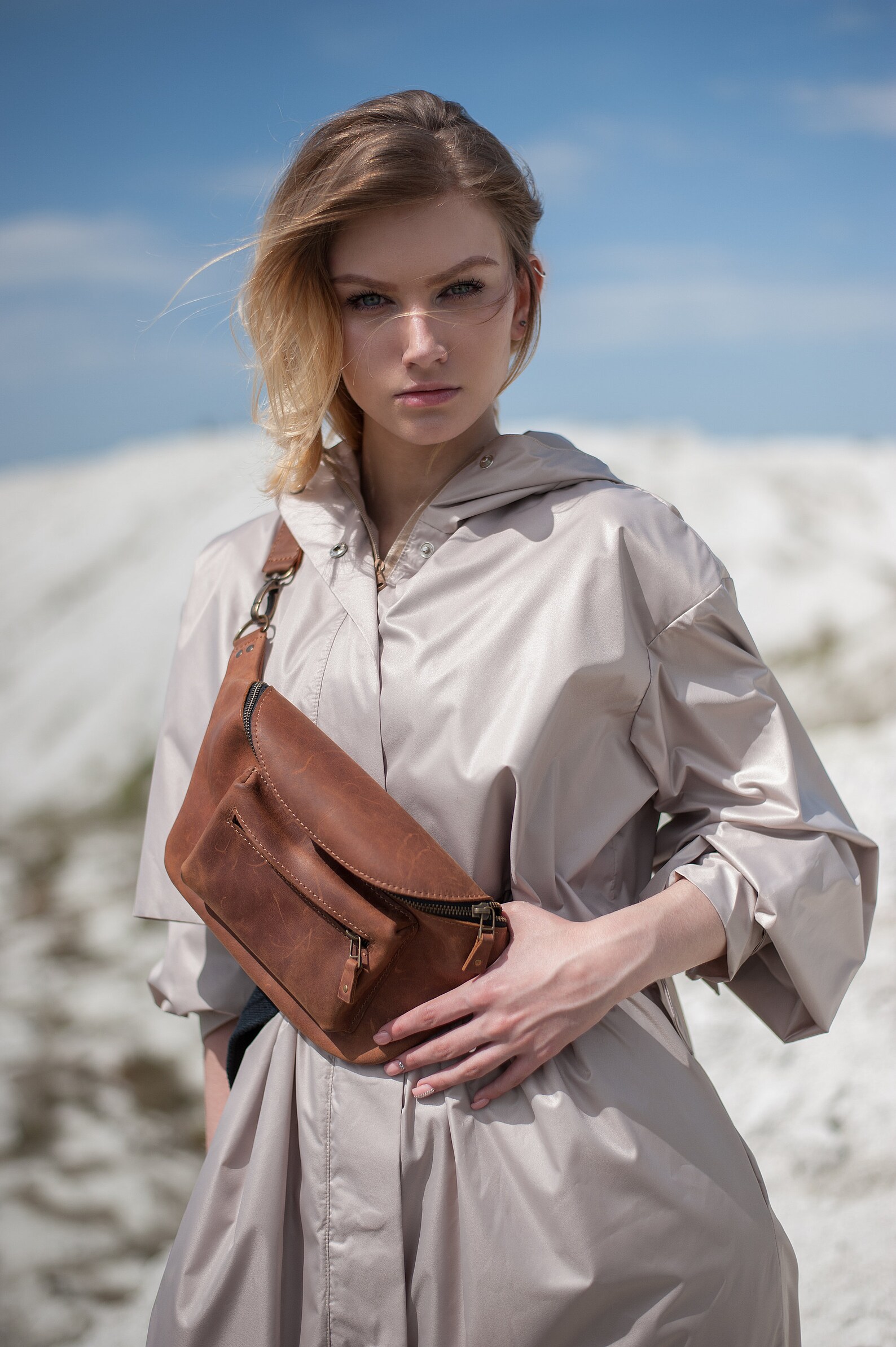 Women's Premium Beige Water Resistant Raincoat, Hooded Raincoat ...