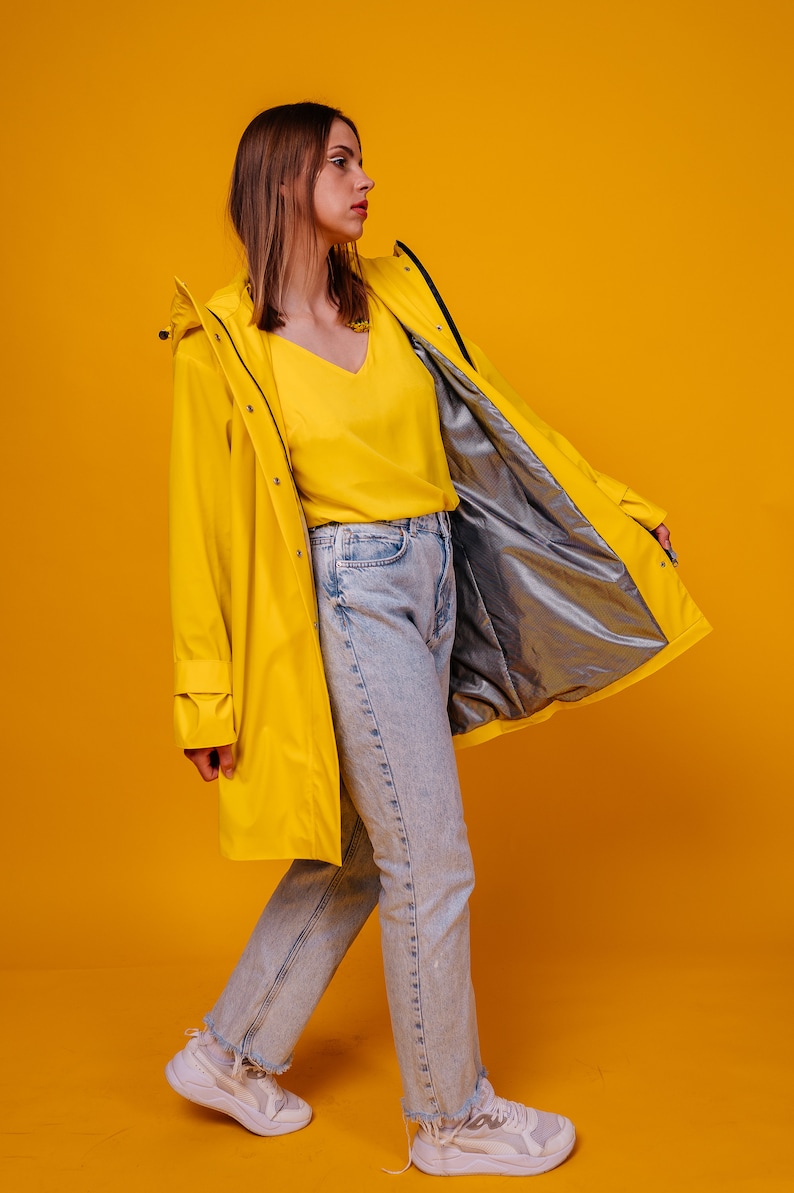 Women's Bright Yellow Raincoat Waterproof Coat - Etsy UK