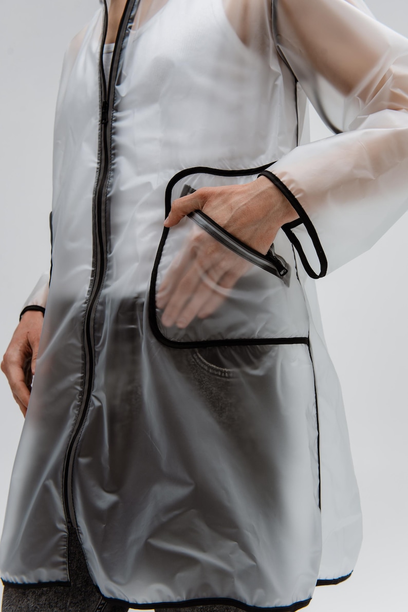 Holographic Trim Transparent Raincoat – Unisex Fashion Layering - Etsy