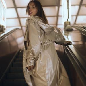 Beige Long Raincoat for Women – Classic Trench Look in Water-resistant ...