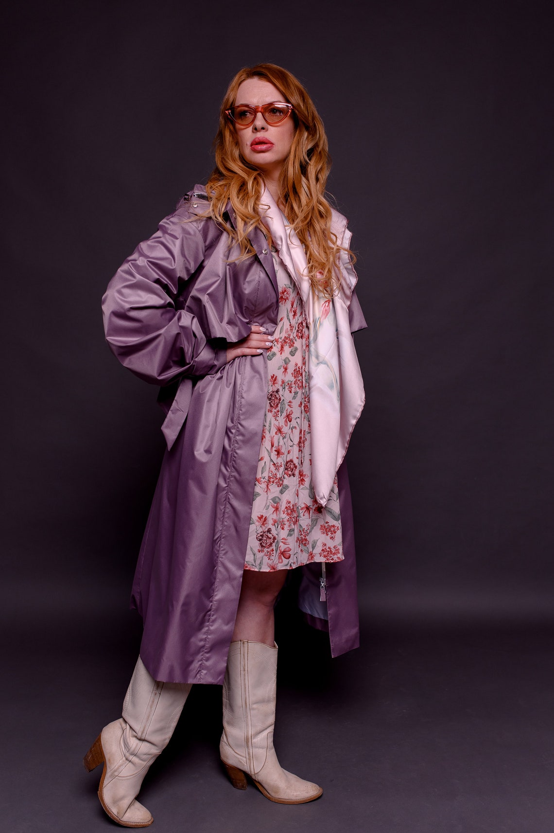 Women's Raincoat Premium Lavender Water Resistant Raincoat, Hooded ...