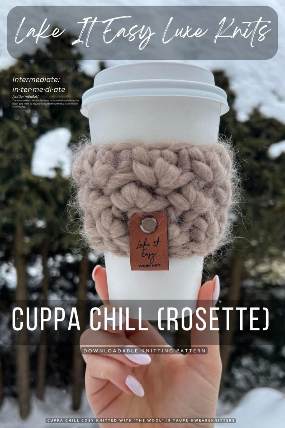 CUPPA CHILL Knit Cosy Rosette Stitch Downloadable Knitting Pattern - Etsy