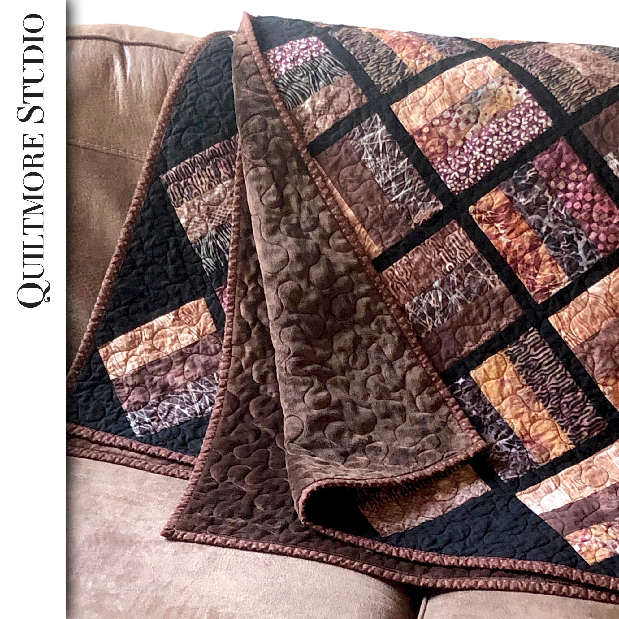 Triple Batik Strip Quilt Couch Quilt for Man Cave Batik - Etsy