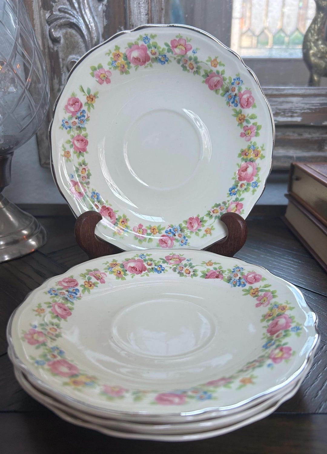 Set of 4 Vintage Edwin Knowles Spring Bouquet China Bread Plates or ...