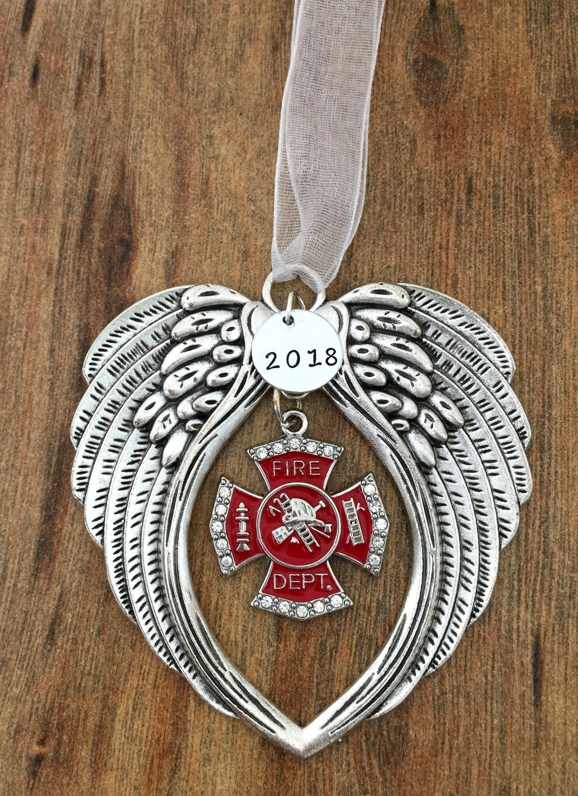 Fire Fighter Ornament Angel Wing Christmas Ornament Fireman | Etsy