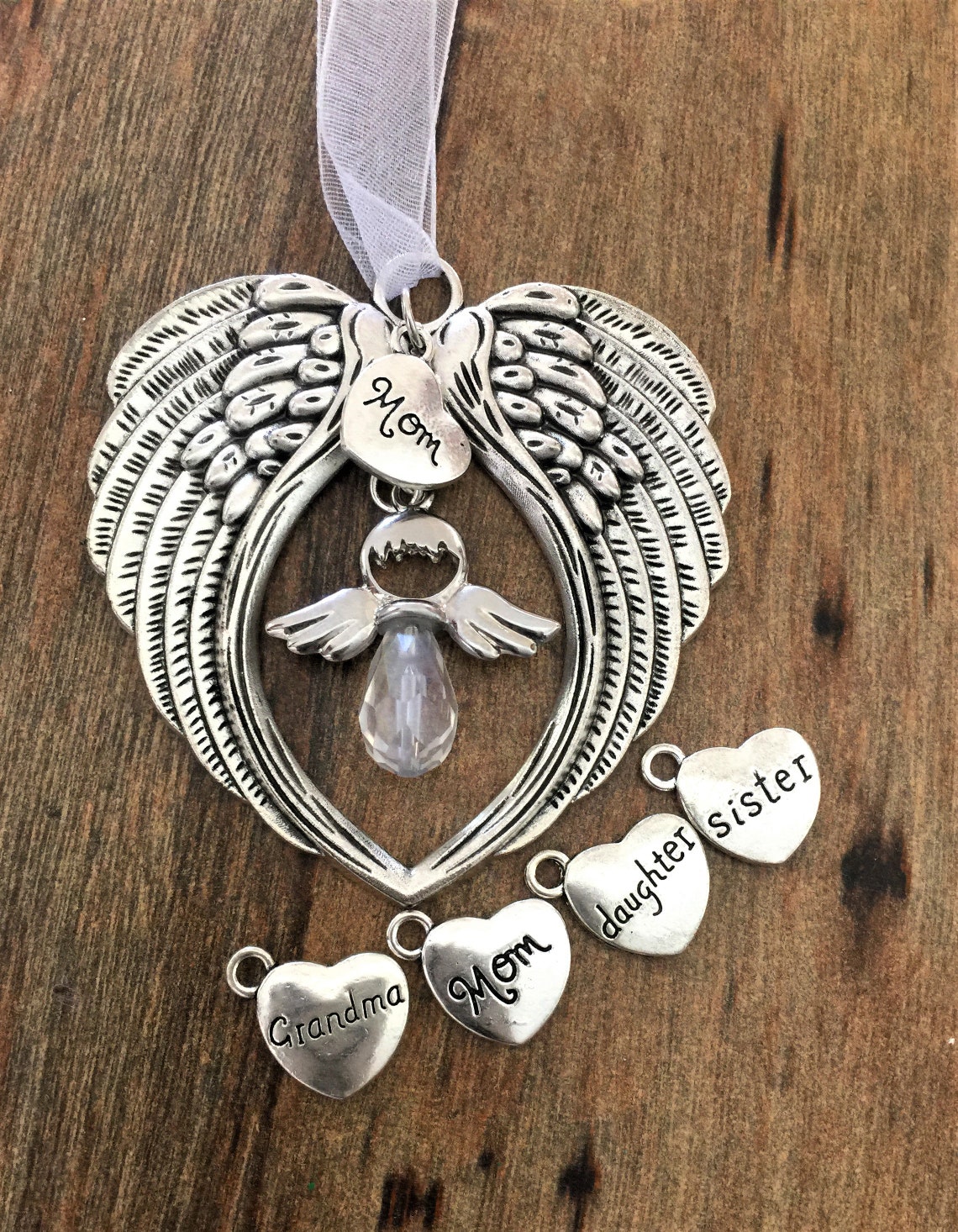 Crystal Angel Ornament, Mother Memorial Ornament, Personalized Angel ...