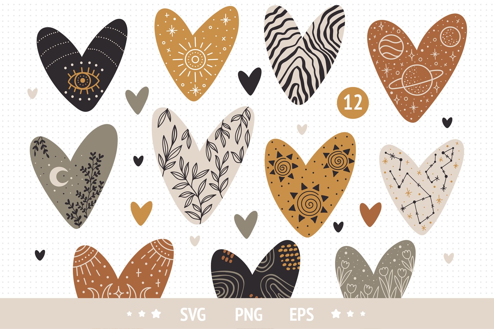 Boho Herz svg Celestial Heart Clipart Valentinstag svg Boho | Etsy