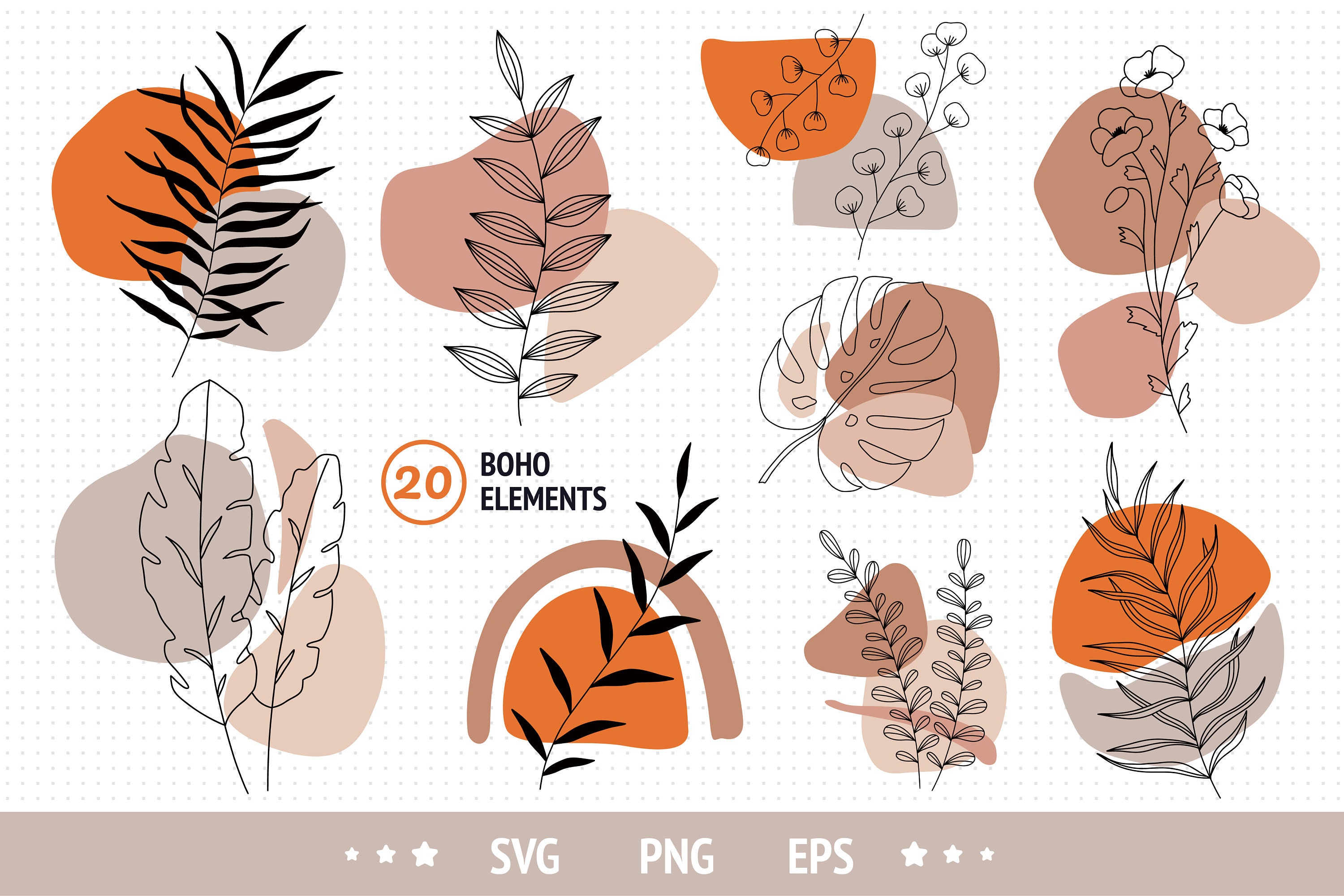 Boho plant svg Boho clipart Boho floral svg Summer leaf | Etsy