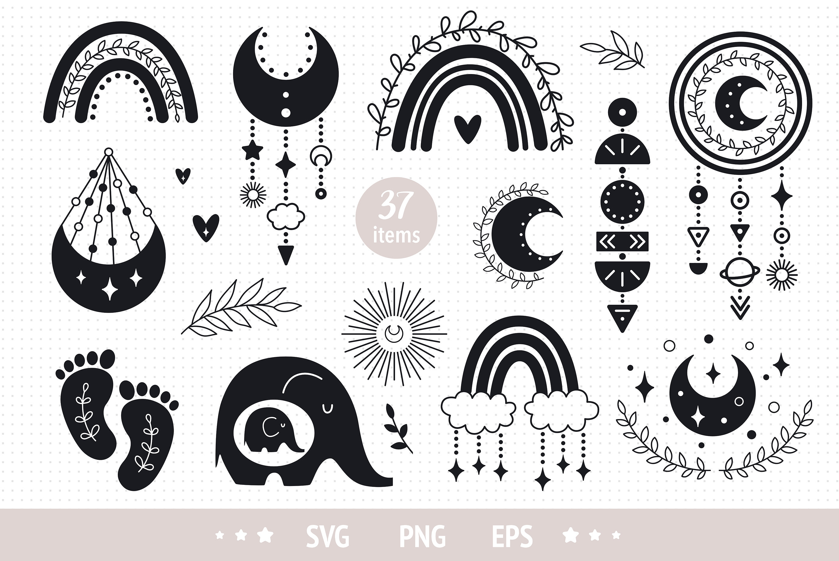 Boho svg Boho rainbow svg Rainbow clipart Boho clipart Boho | Etsy