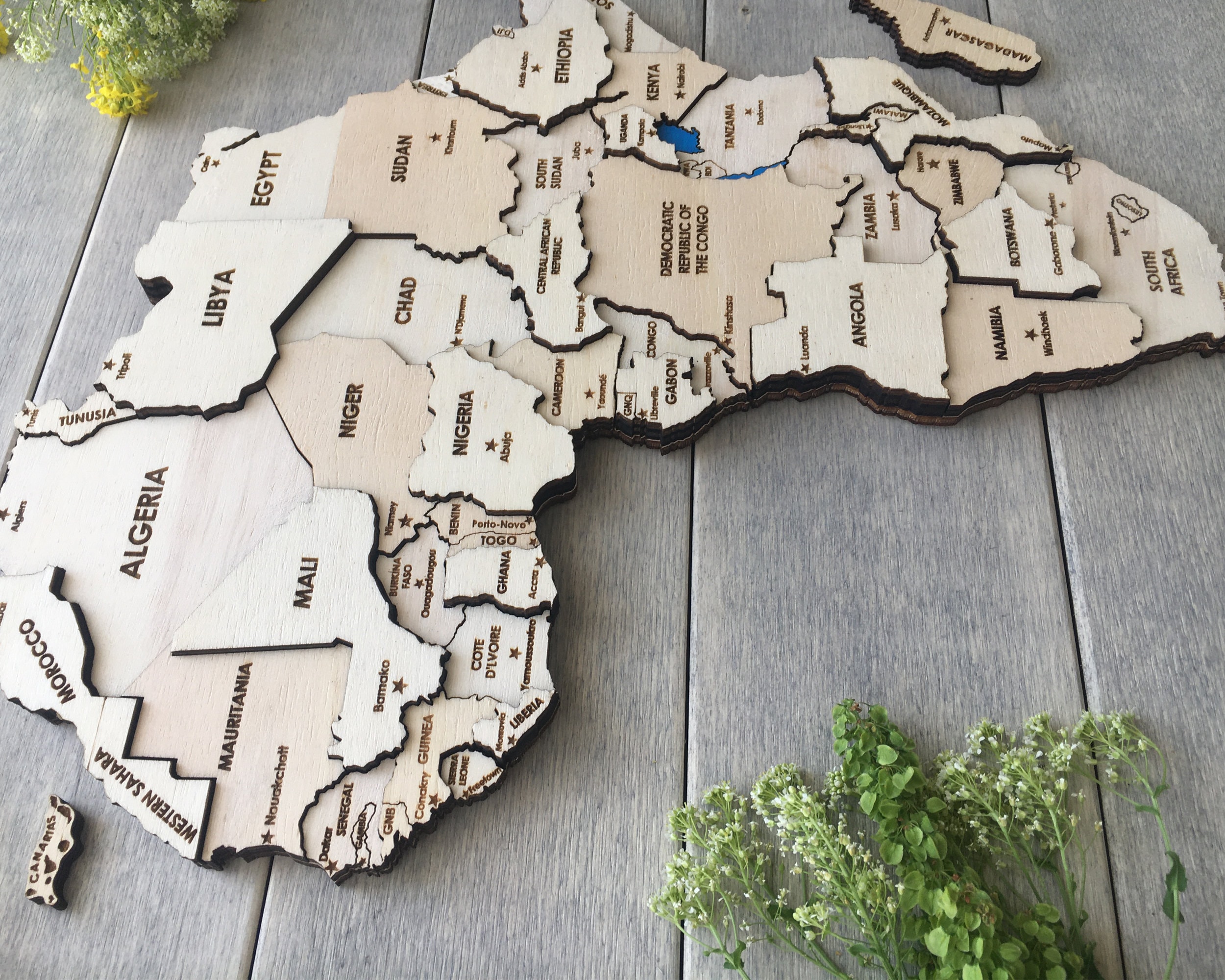 3D Wooden Africa Map Laser Cut File-svg Vector File-crd,dxf,ai,pdf,eps ...