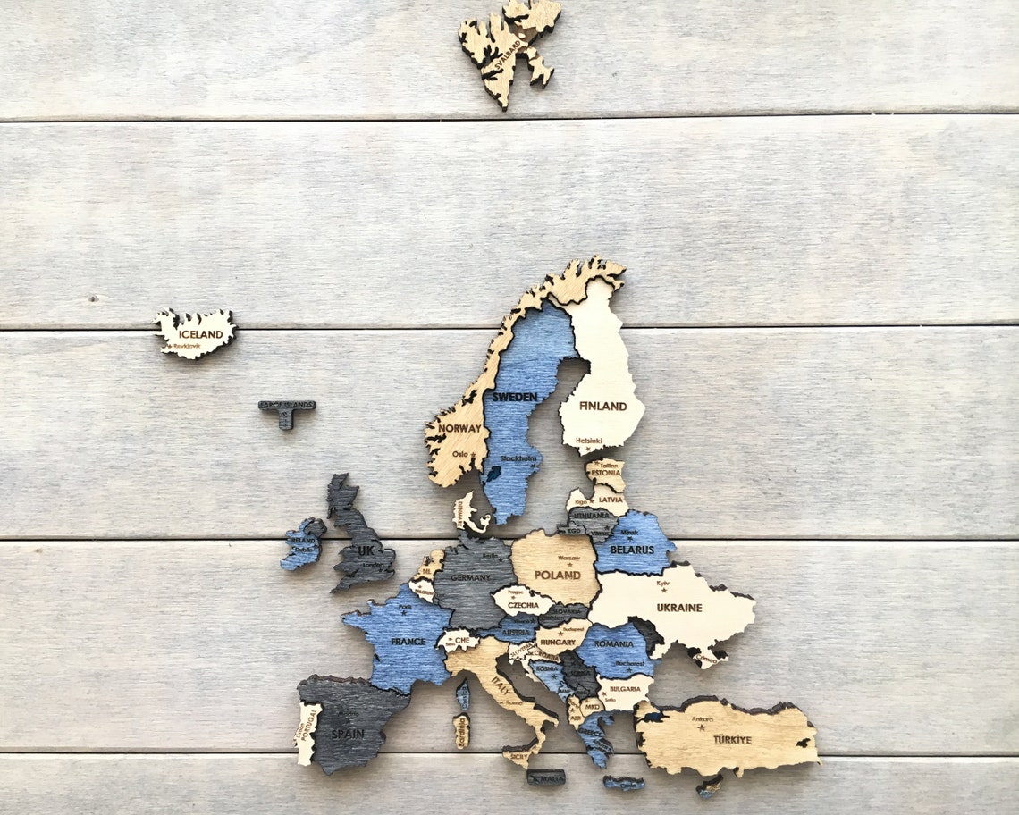 3D Wooden Europe Map Laser Cut File-svg Vector File-crd,dxf,ai,pdf,eps ...