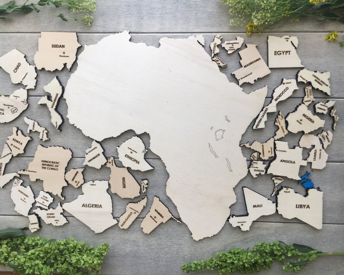 3D Wooden Africa Map Laser Cut File-svg Vector File-crd,dxf,ai,pdf,eps ...