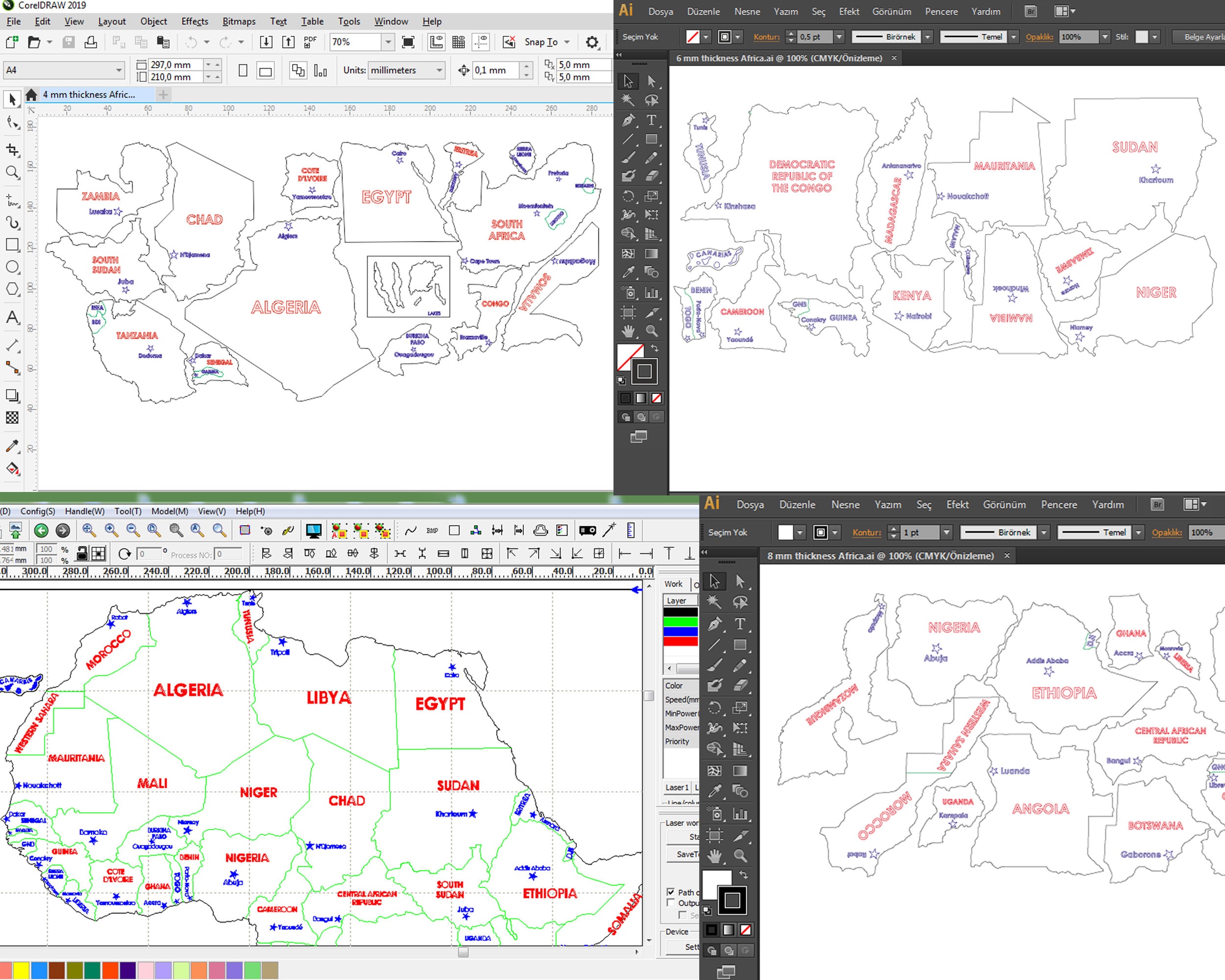 3D Wooden Africa Map Laser Cut File-svg Vector File-crd,dxf,ai,pdf,eps ...