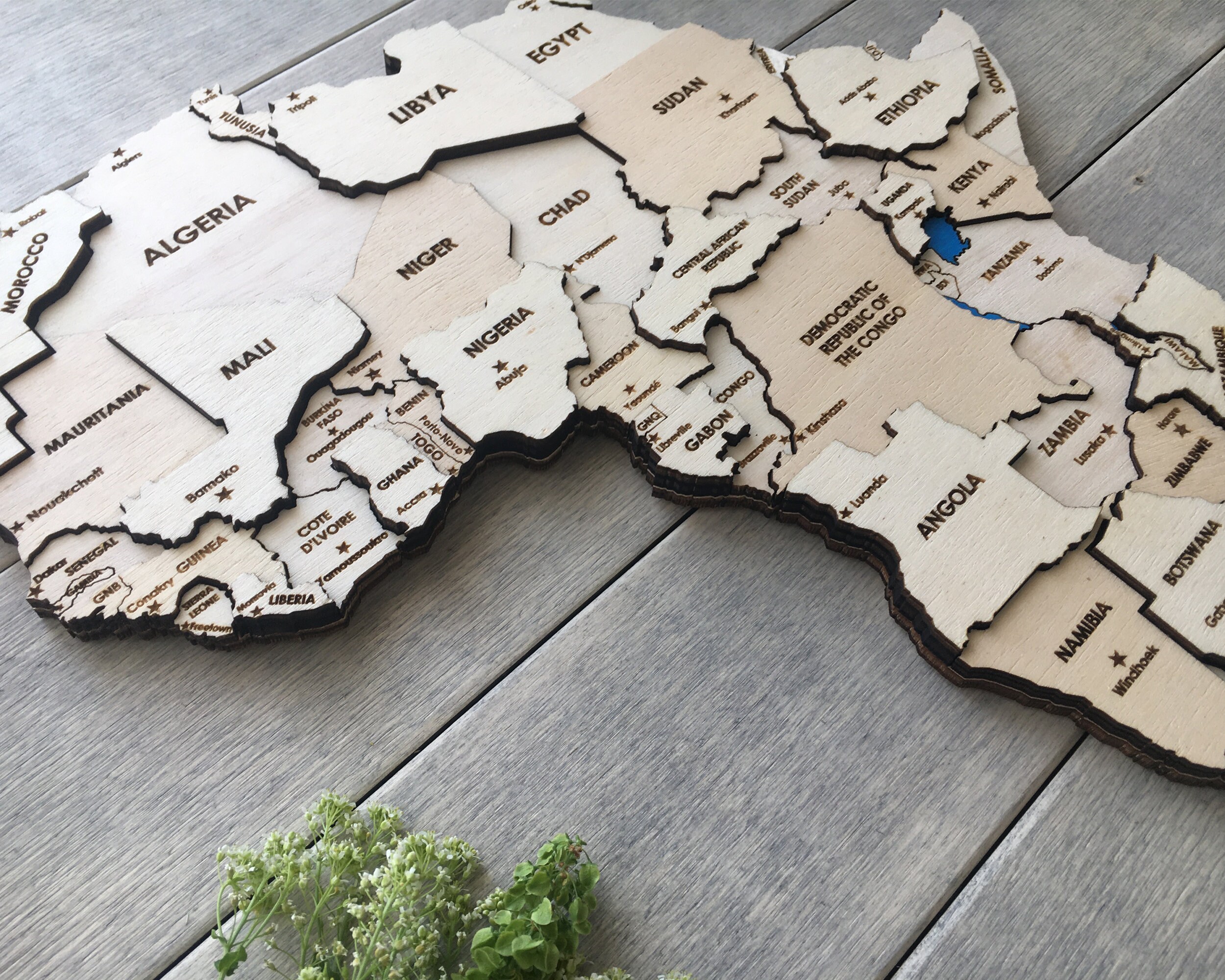 3D Wooden Africa Map Laser Cut File-svg Vector File-crd,dxf,ai,pdf,eps ...