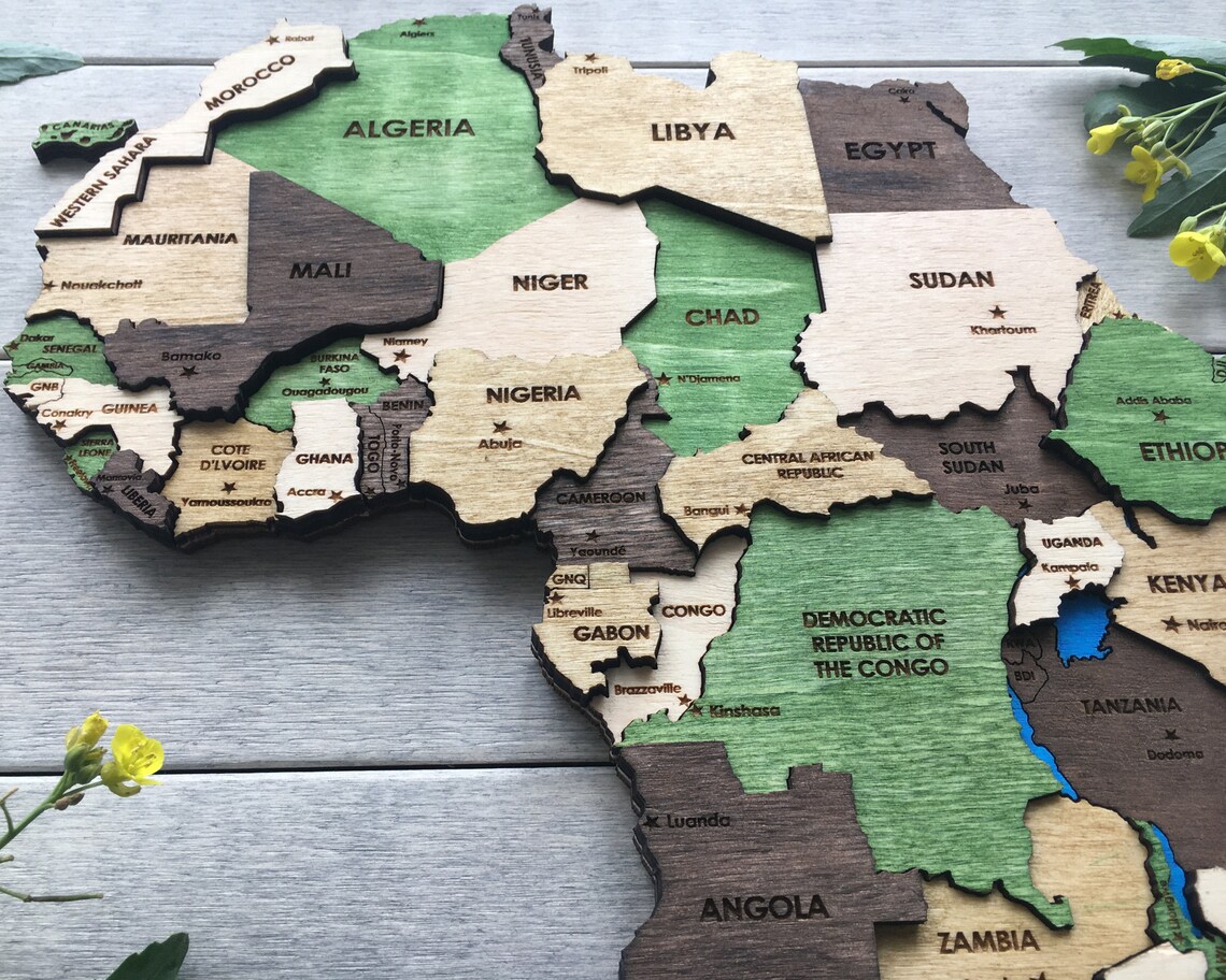 3D Wooden Africa Map Laser Cut File-svg Vector - Etsy