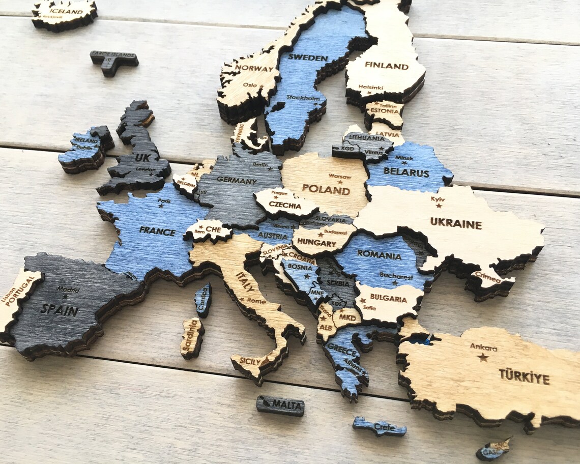 3D Wooden Europe Map Laser Cut File-svg Vector File-crd,dxf,ai,pdf,eps ...