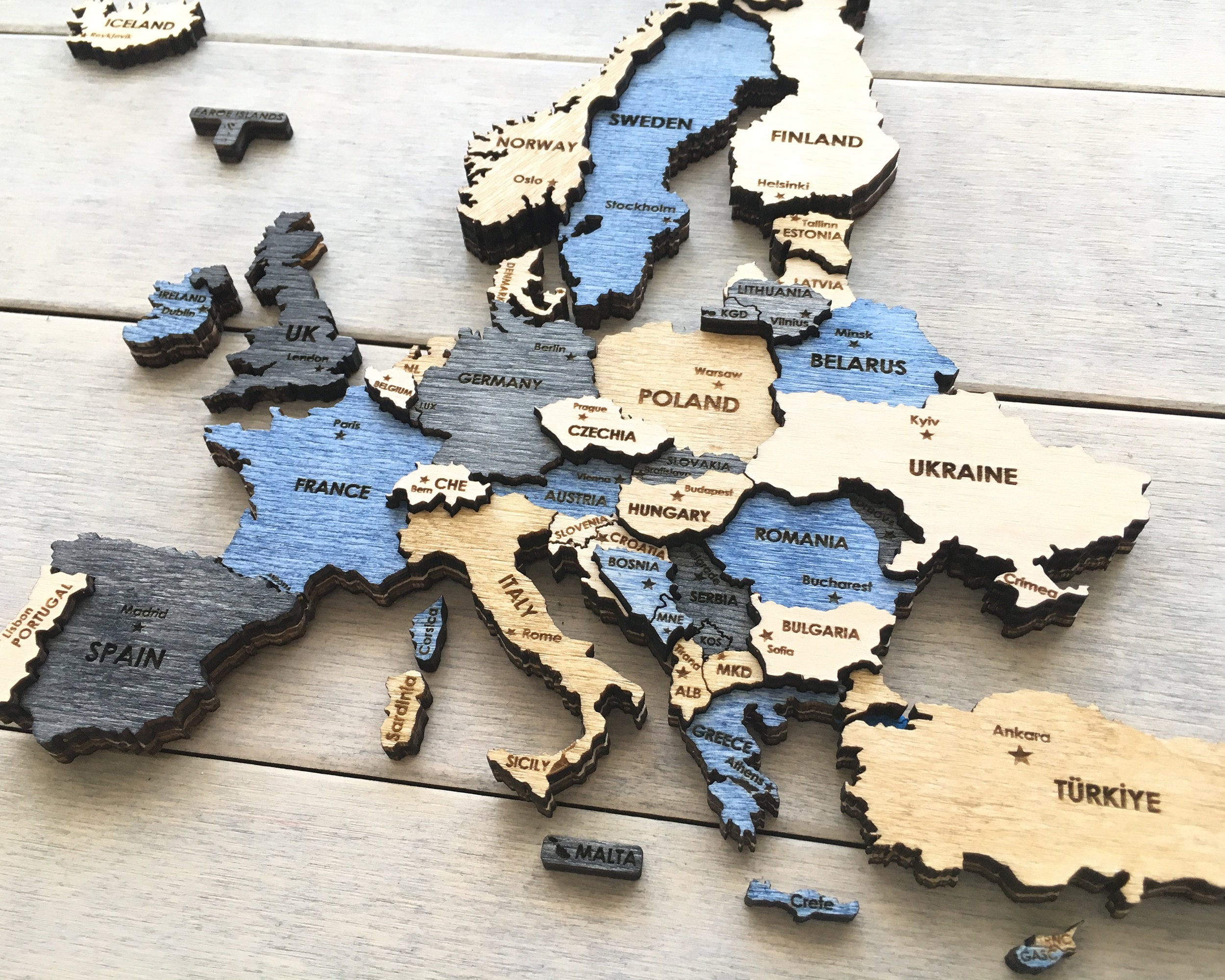 3D Wooden Europe Map Laser Cut File-svg Vector File-crd,dxf,ai,pdf,eps ...