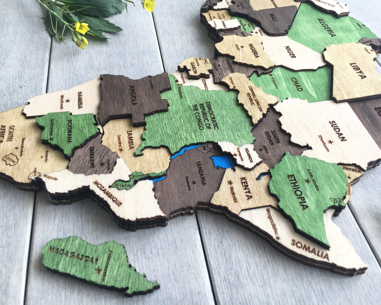 3D Wooden Africa Map Laser Cut File-svg Vector File-crd,dxf,ai,pdf,eps ...