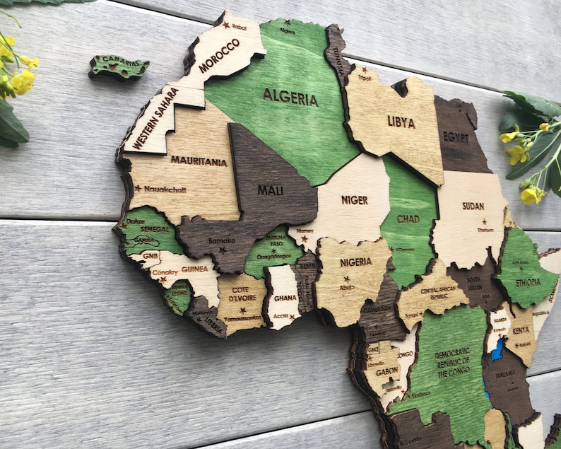 3D Wooden Africa Map Laser Cut File-svg Vector File-crd,dxf,ai,pdf,eps ...