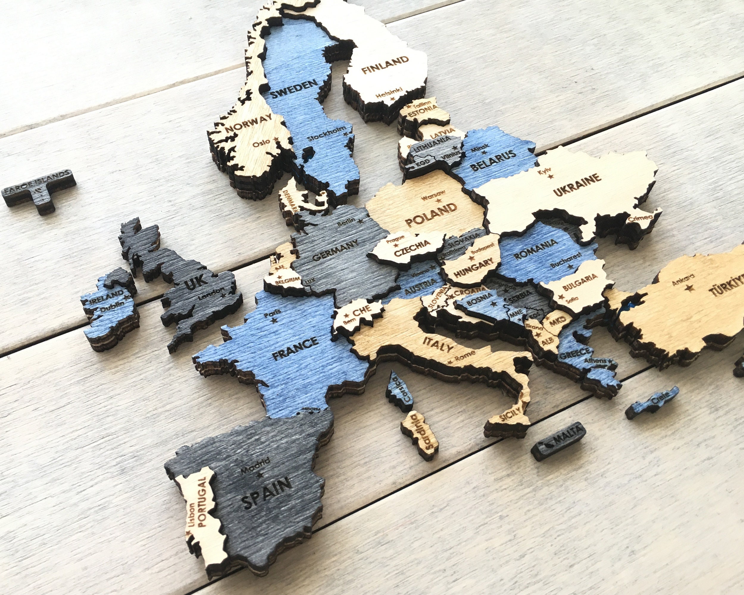 3D Wooden Europe Map Laser Cut File-svg Vector File-crd,dxf,ai,pdf,eps ...