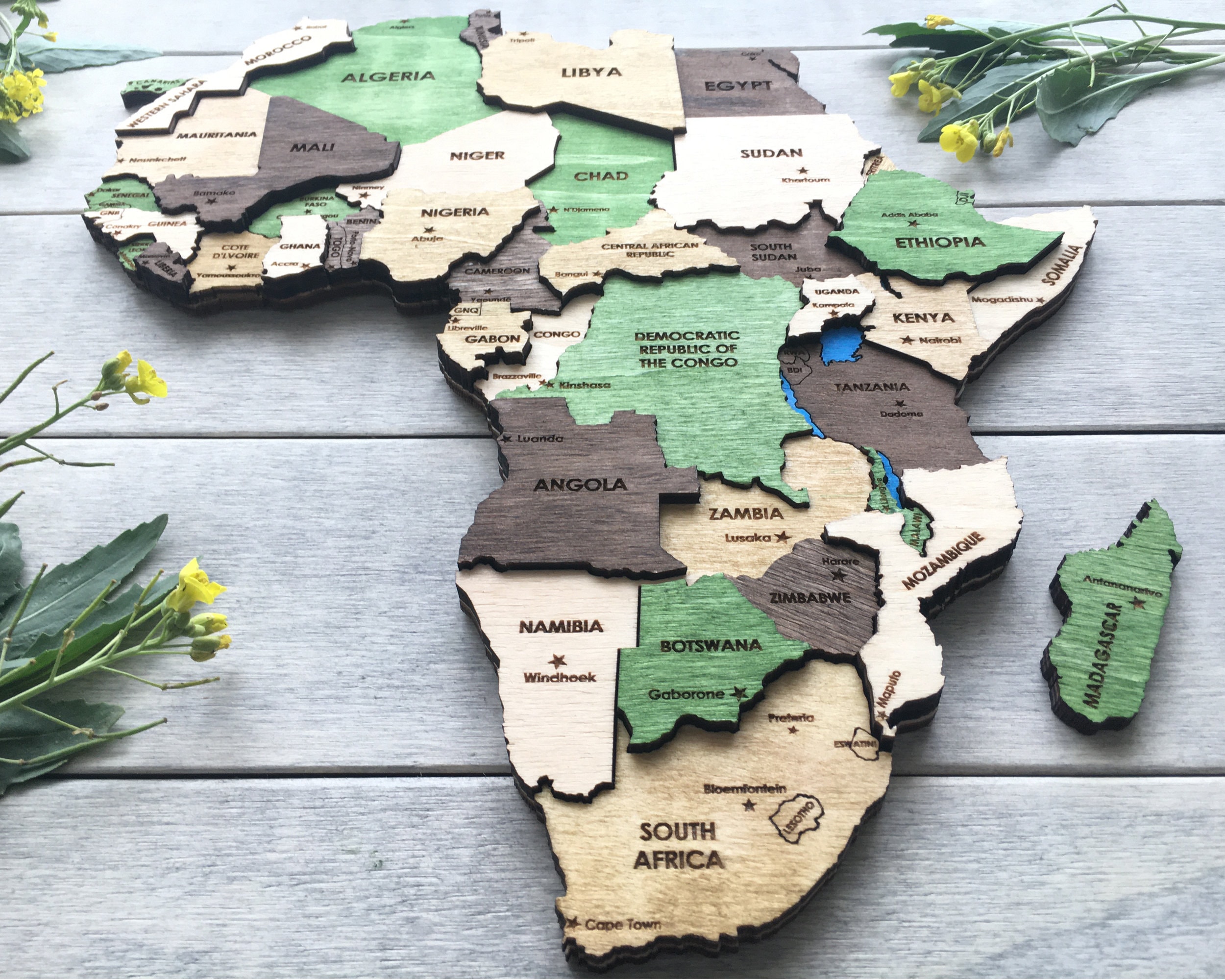3D Wooden Africa Map Laser Cut File-svg Vector File-crd,dxf,ai,pdf,eps ...
