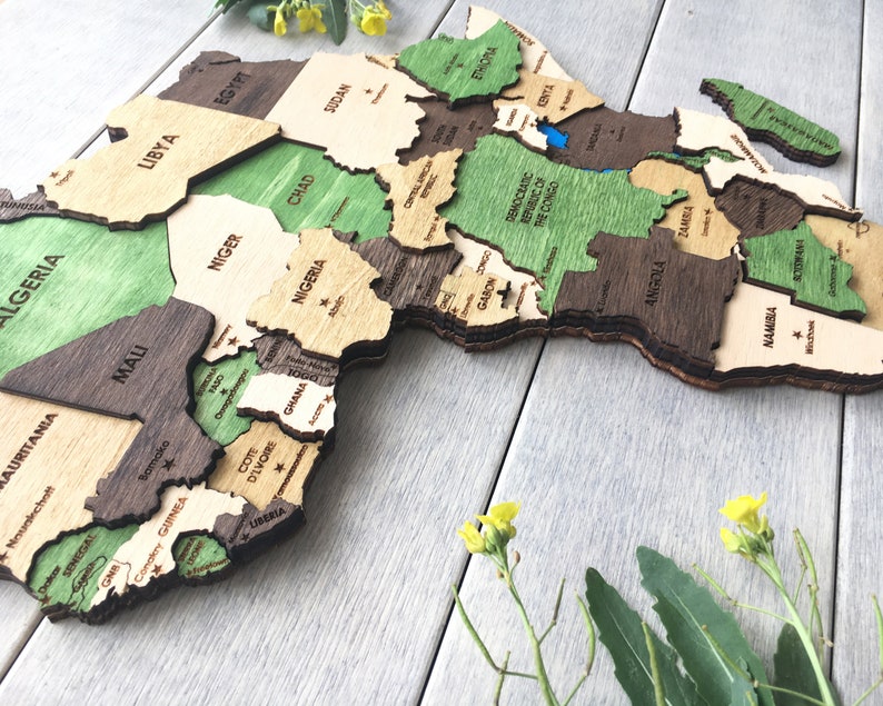 3D Wooden Africa Map Laser Cut File-svg Vector File-crd,dxf,ai,pdf,eps ...
