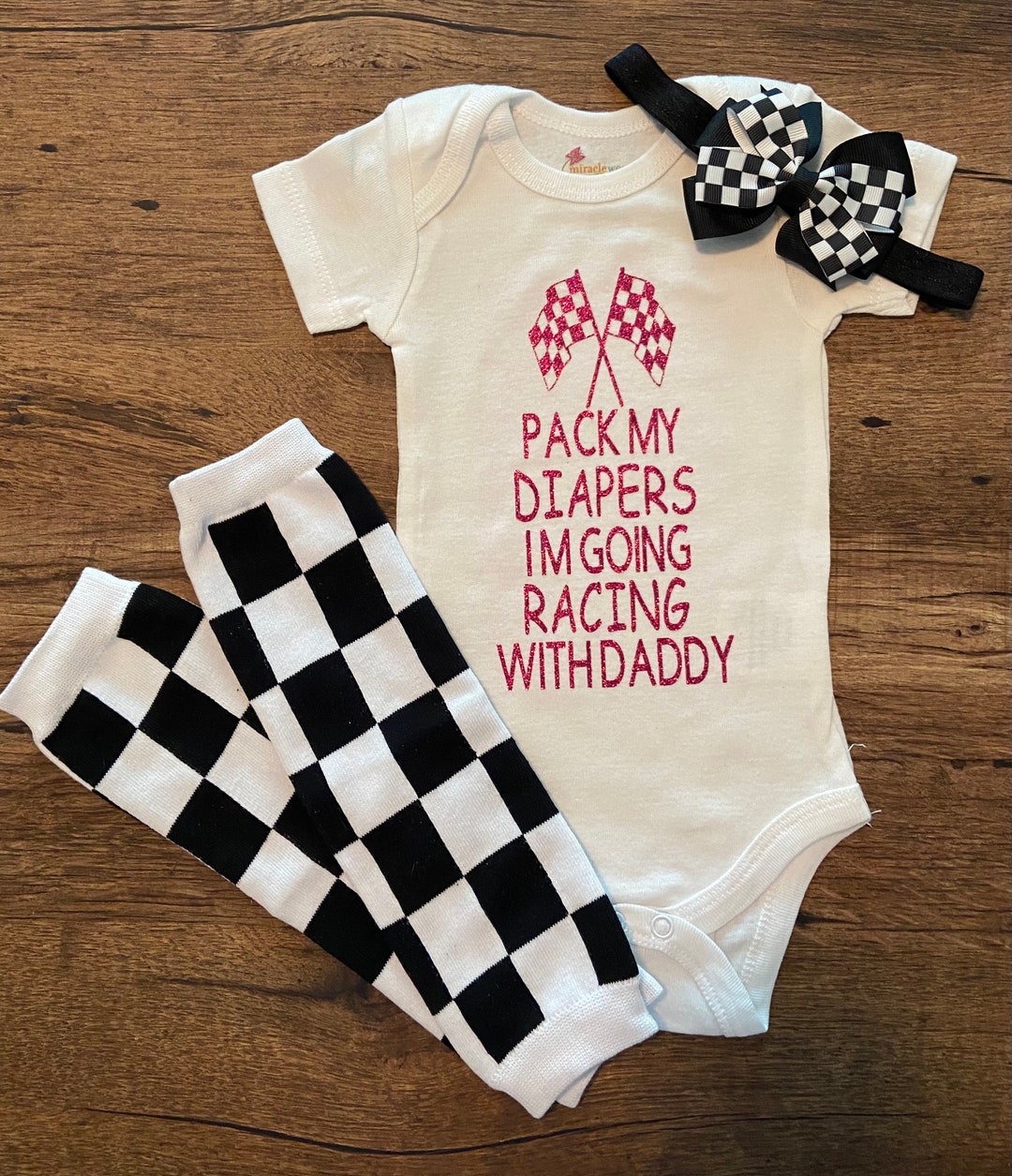 Pack My Diapers Im Going Racing With Daddy Vinyl Onesie - Etsy