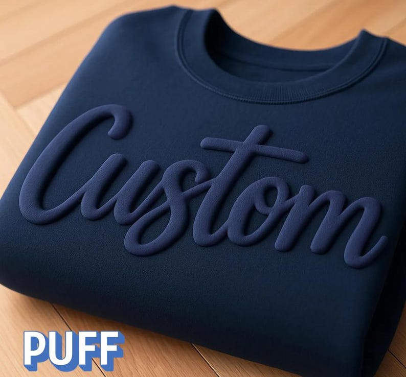 Custom Puff Print Sweatshirt, Team Name T-shirt, Personalized Puff ...