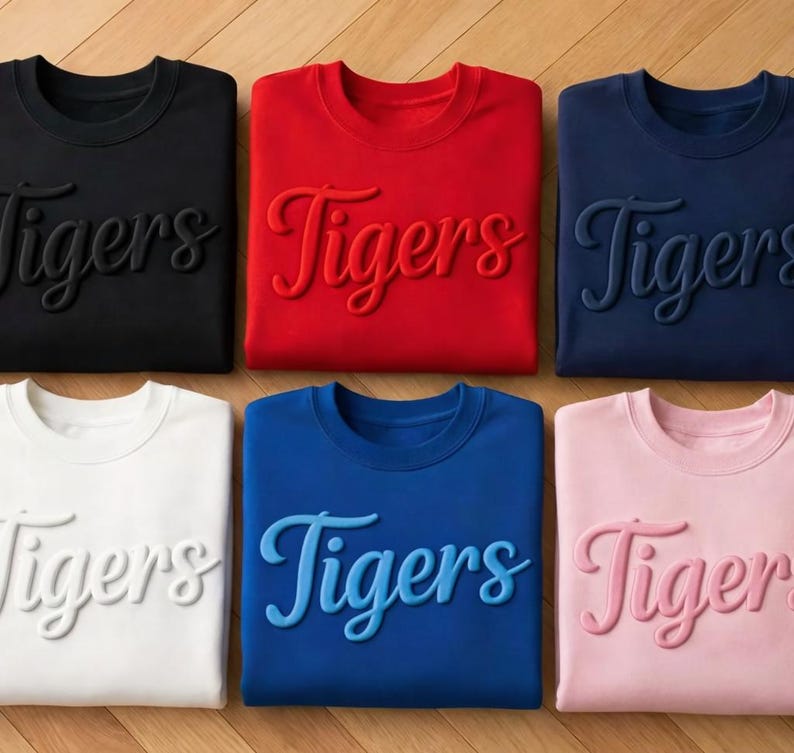 Custom Puff Print Sweatshirt, Team Name T-shirt, Personalized Puff ...