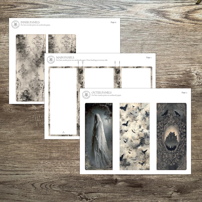 Printable Spooky Halloween Junk Journal Waterfall Folio Kit, Gothic ...