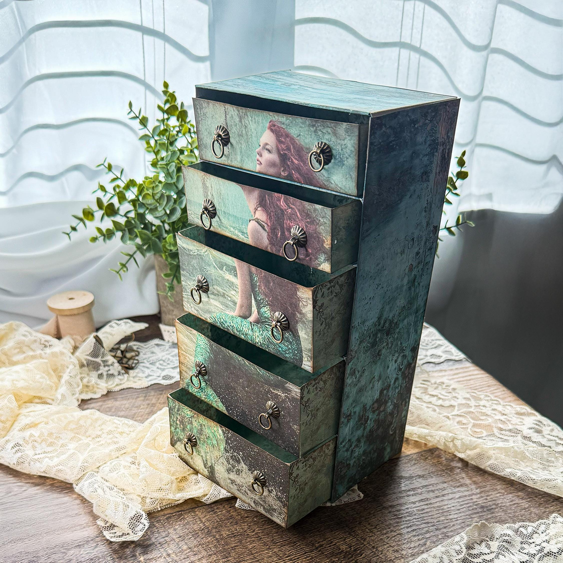 Printable Mermaid Dreams Storage Chest – Vintage Ocean Ephemera Box ...