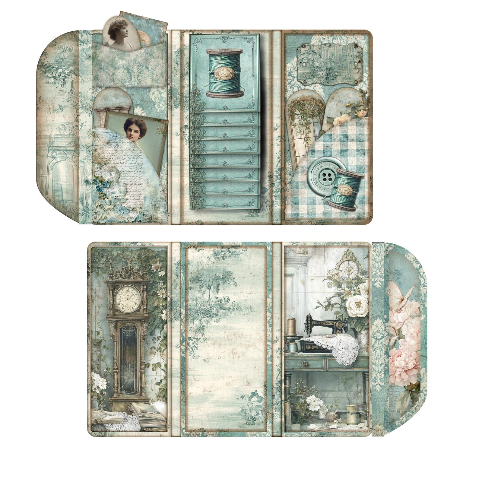 Shabby Chic Waterfall Folio – Printable Junk Journal Folio Kit ...