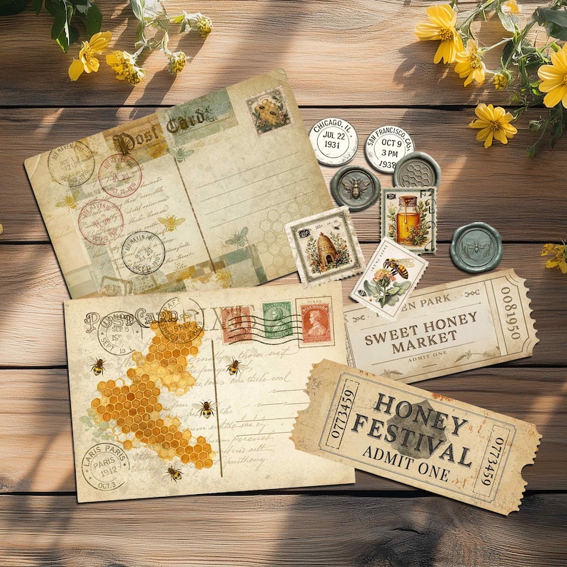 Printable Bee Haven Folio Kit – Vintage Honey Bee Journal Pages ...