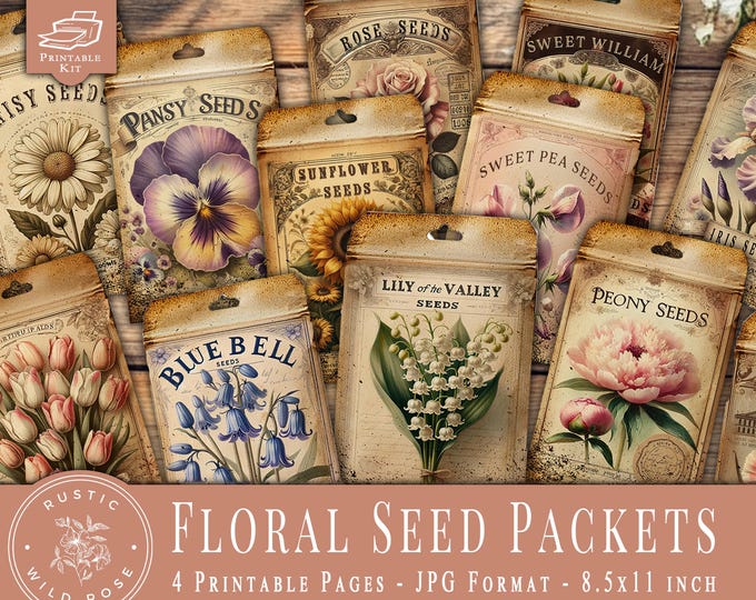 78 Mega Bundle of Vintage Seed Packet PNG Clipart Bundle Scrapbooking ...