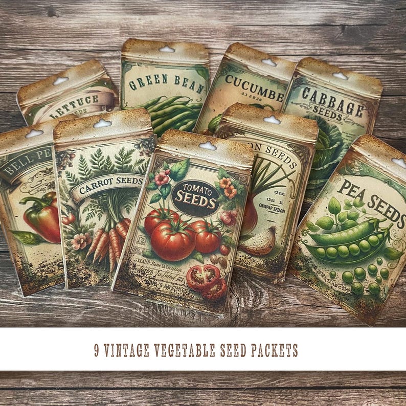 Digital Vintage Seed Packet Printables – Herbs, Flowers & Vegetables ...