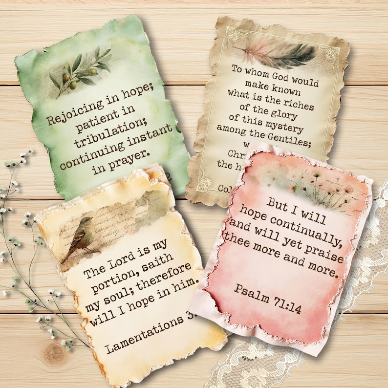 Printable Scripture KJV Junk Journal Kit, Vintage Scripture Cards Set ...