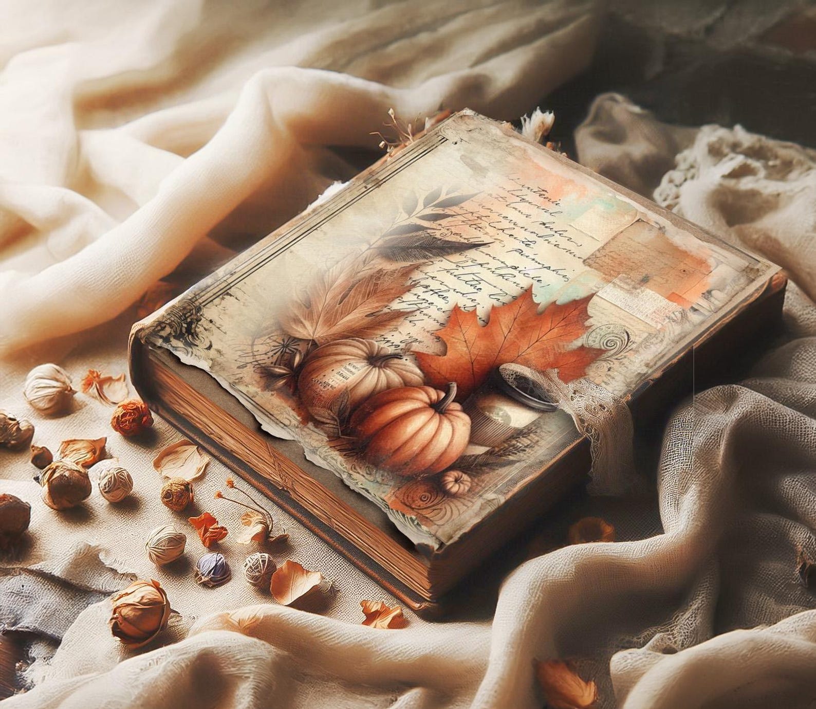 Digital Cozy Autumn Junk Journal Kit, Pumpkin Journal, Vintage Autumn ...