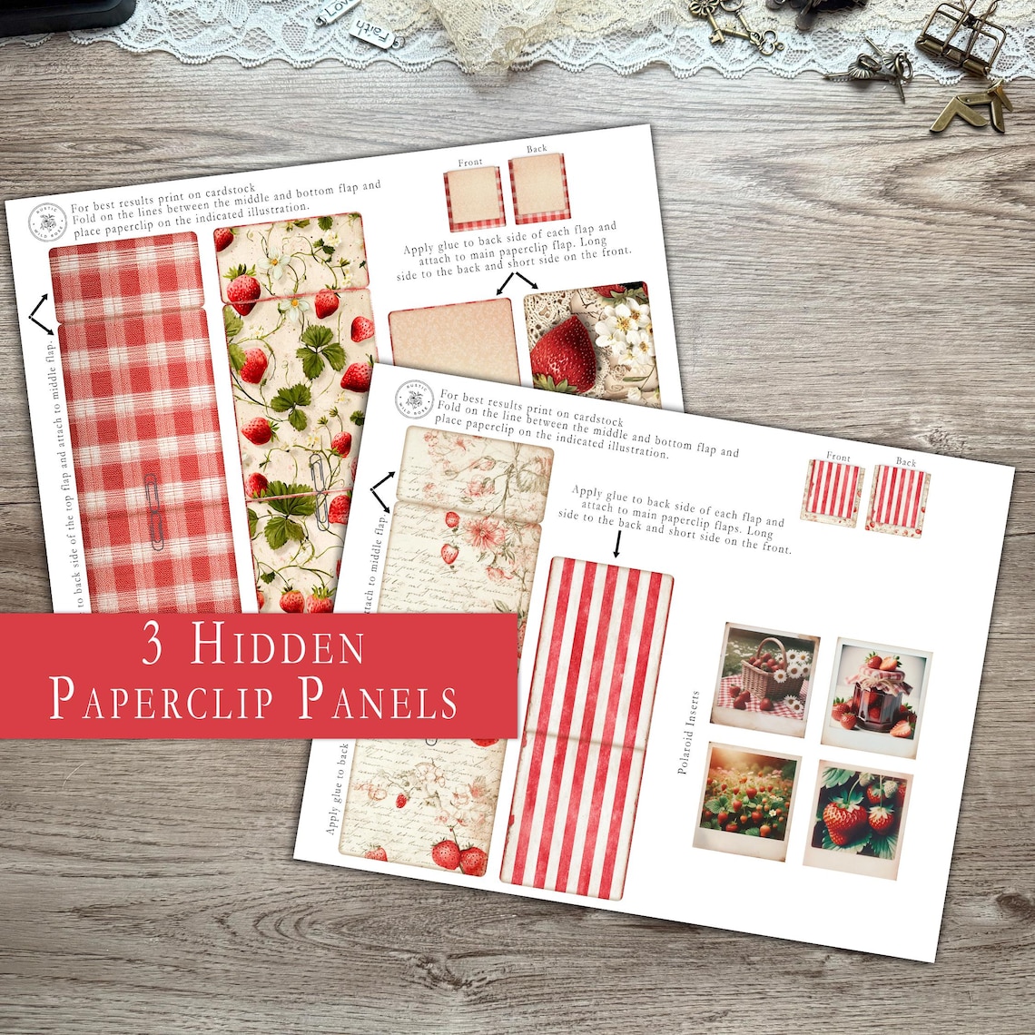 Strawberry Summer Hidden Paperclip Kit – Vintage Printable Ephemera ...