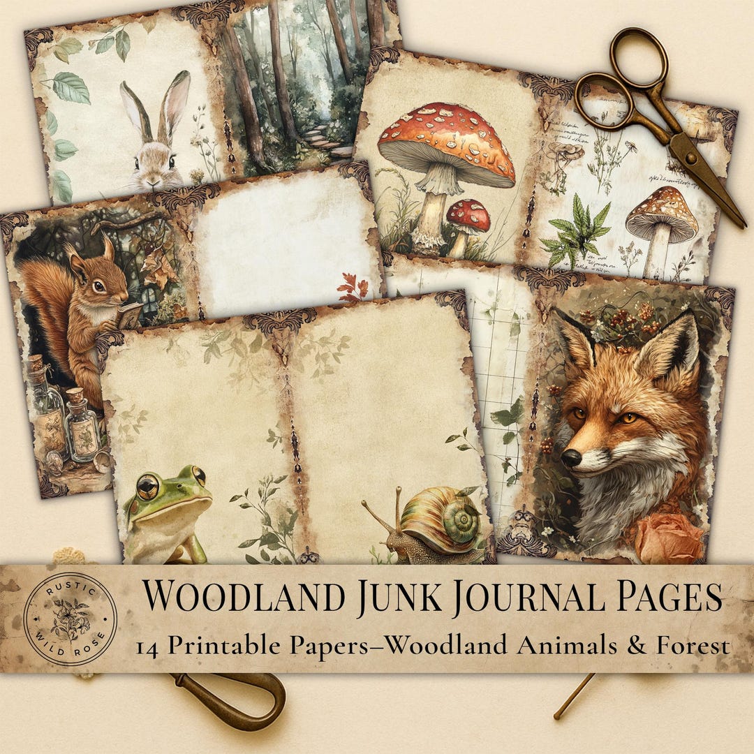 Printable Woodland Junk Journal Pages – Vintage Forest Backgrounds ...