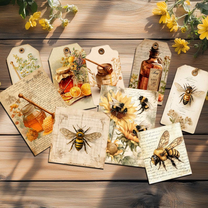 Printable Bee Haven Folio Kit – Vintage Honey Bee Journal Pages ...