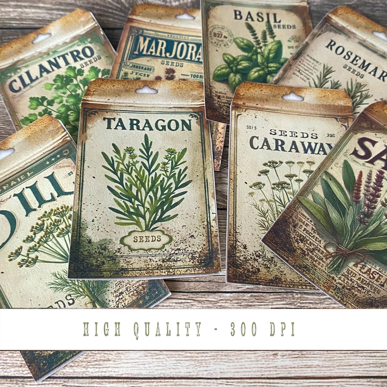 Vintage Herb Seed Packets – Printable Botanical Labels – Digital Junk ...