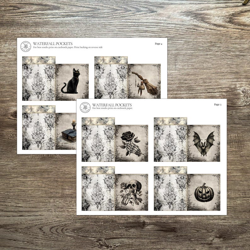 Printable Spooky Halloween Junk Journal Waterfall Folio Kit, Gothic ...