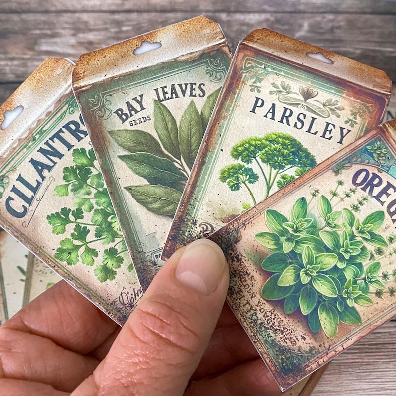 Vintage Herb Seed Packets – Printable Botanical Labels – Digital Junk ...