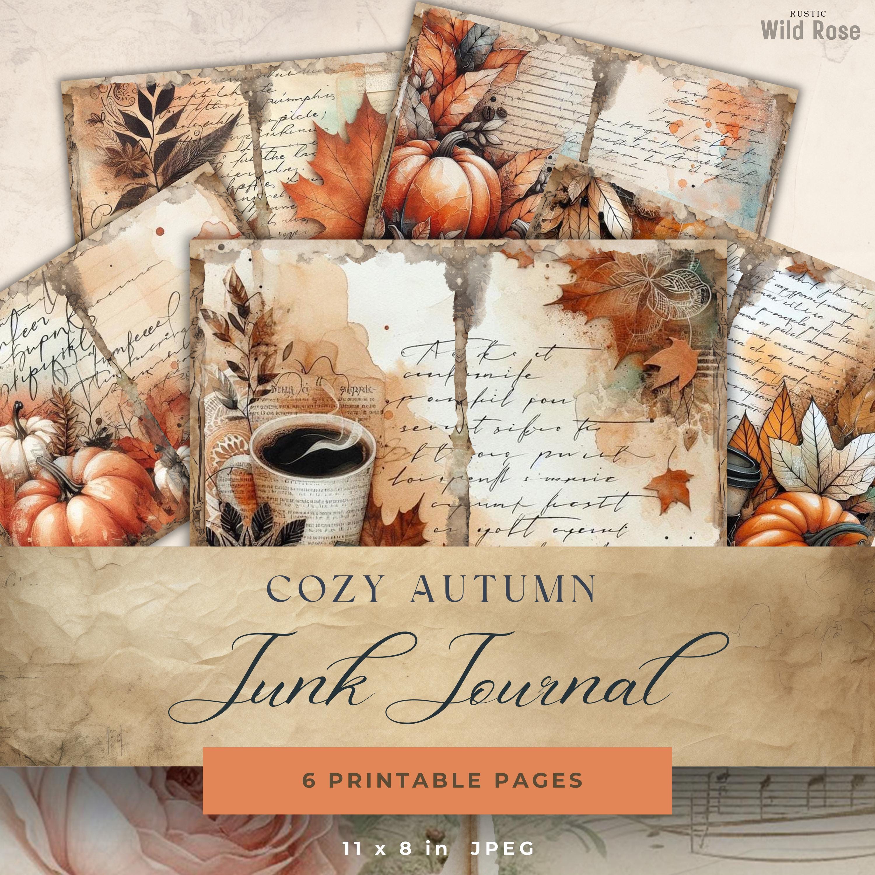 Digital Cozy Autumn Junk Journal Kit, Pumpkin Journal, Vintage Autumn ...