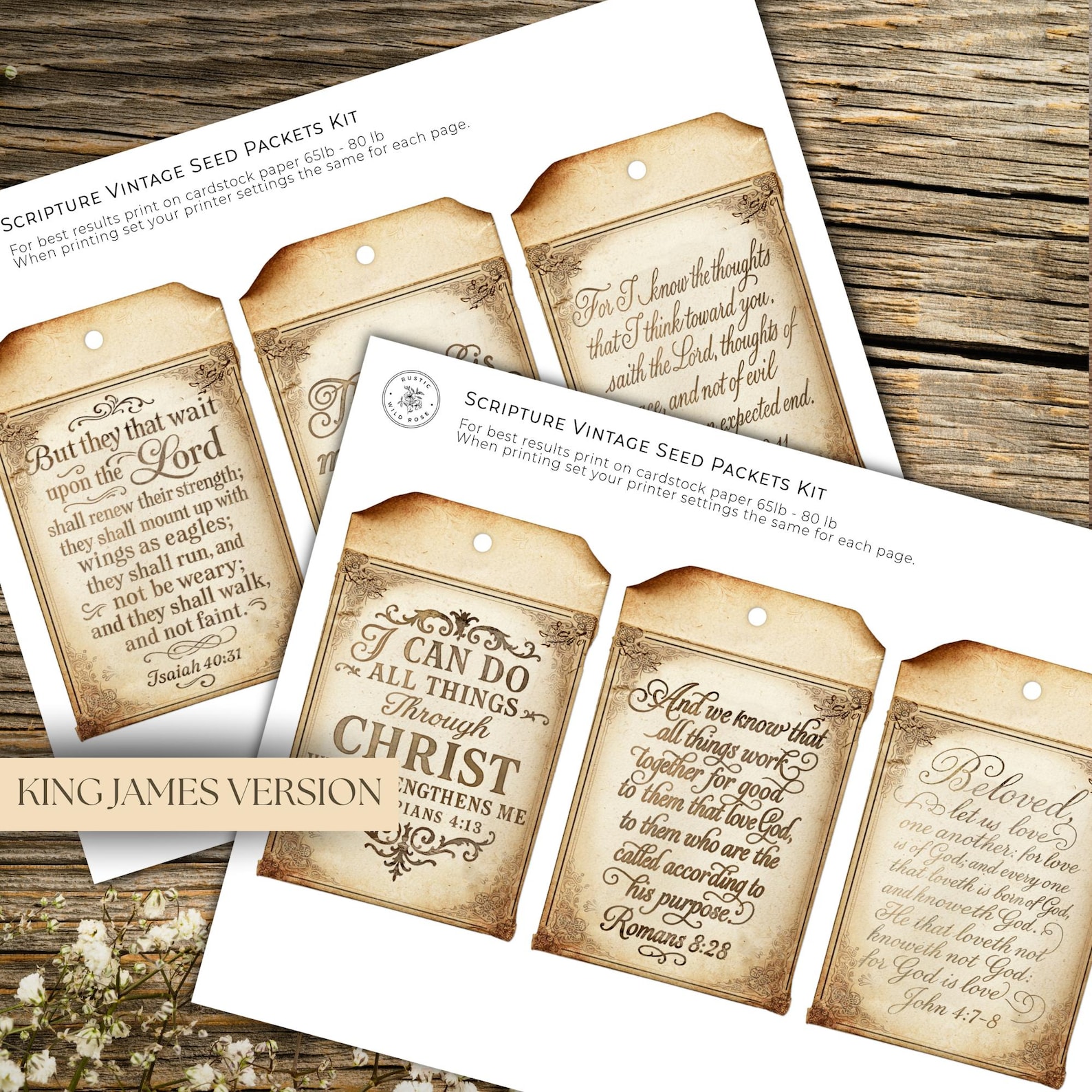 Digital Vintage Scripture Seed Packet Kit – Printable Christian ...