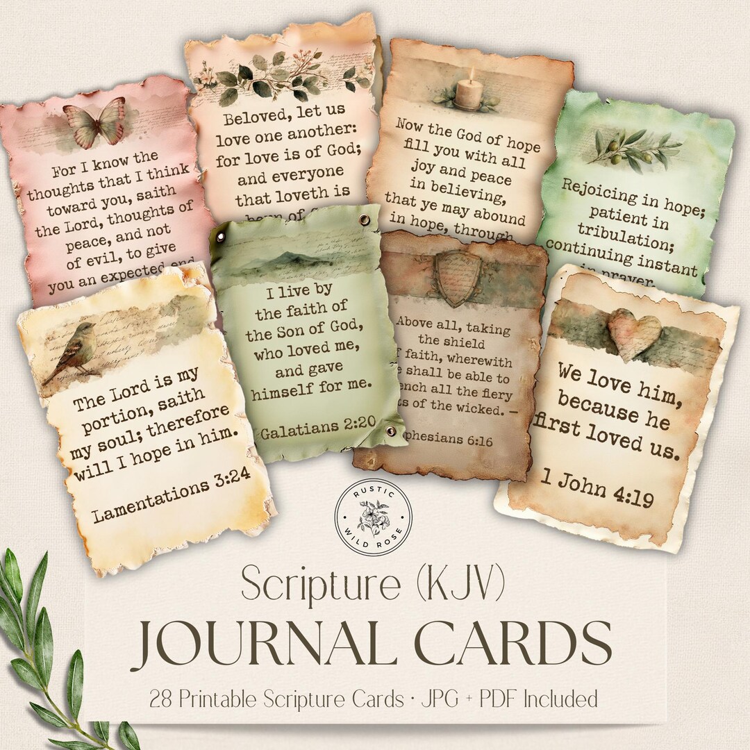 Printable Scripture KJV Junk Journal Kit, Vintage Scripture Cards Set ...