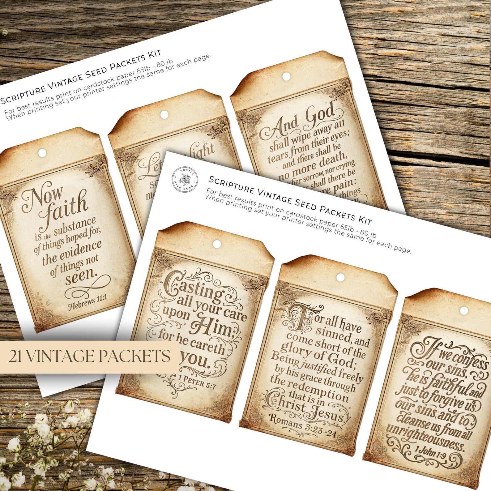 Digital Vintage Scripture Seed Packet Kit – Printable Christian ...